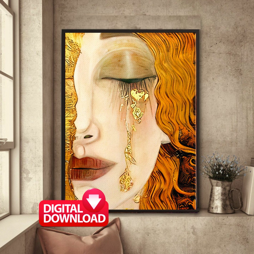 Gustav Klimt the GOLDEN TEARS or Freya Tears, Famous Antique Painting ...