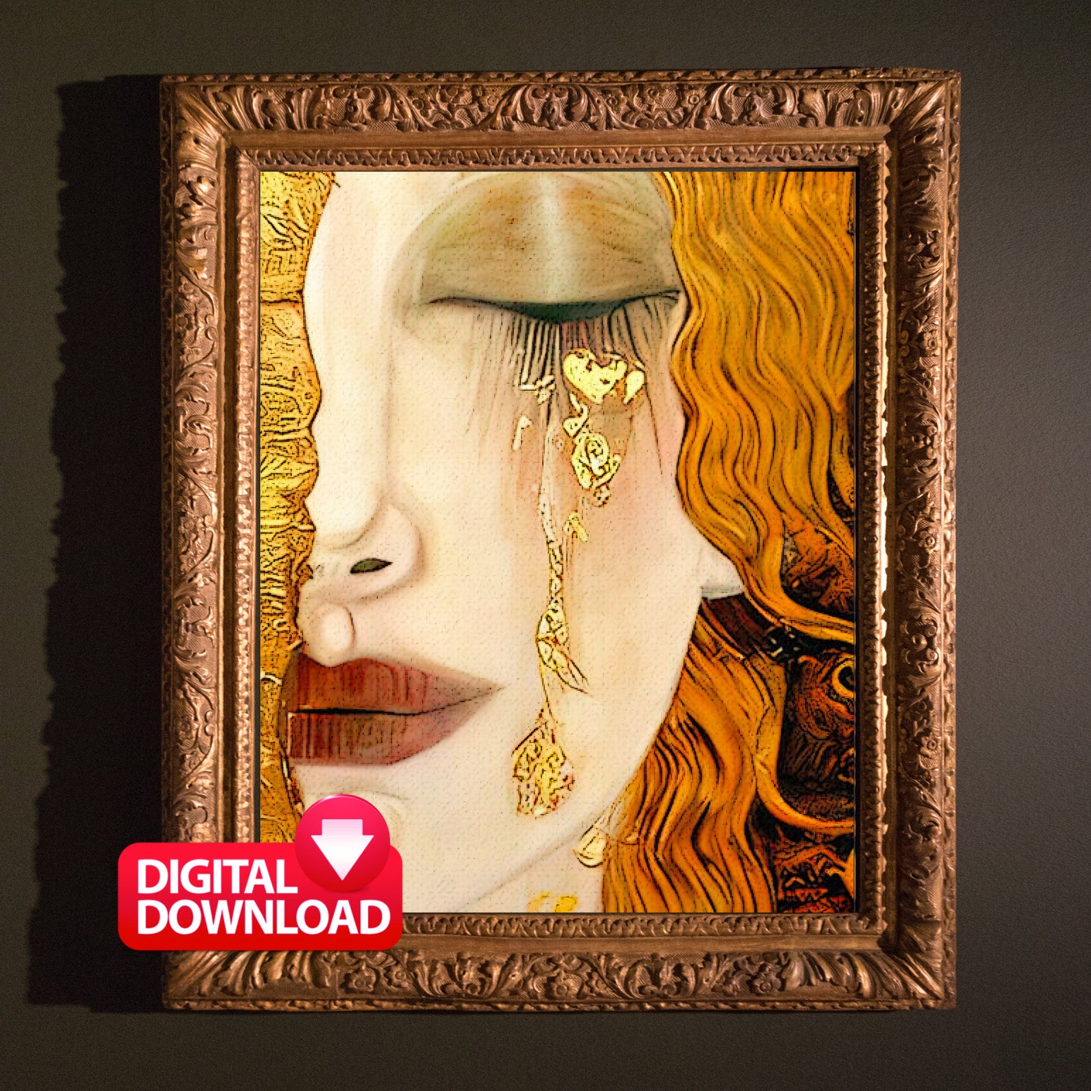 Gustav Klimt the GOLDEN TEARS or Freya Tears, Famous Antique Painting ...