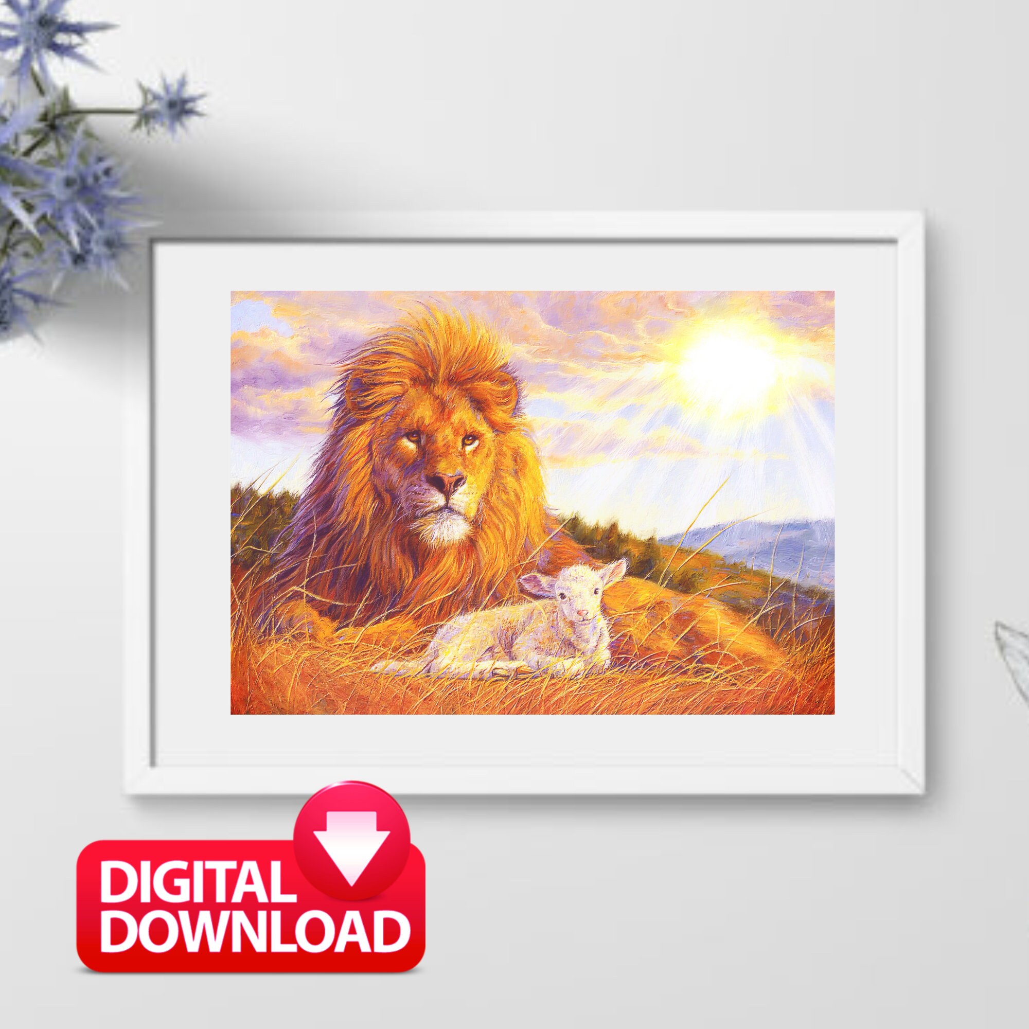 Lamb of God Printable, Lion and Lamb Art, Jesus With Lamb, Modern ...