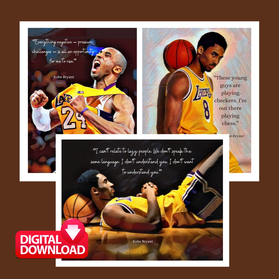 3 of KOBE BRYANT Art Print With Famous Inspirational Quotes About Life ...