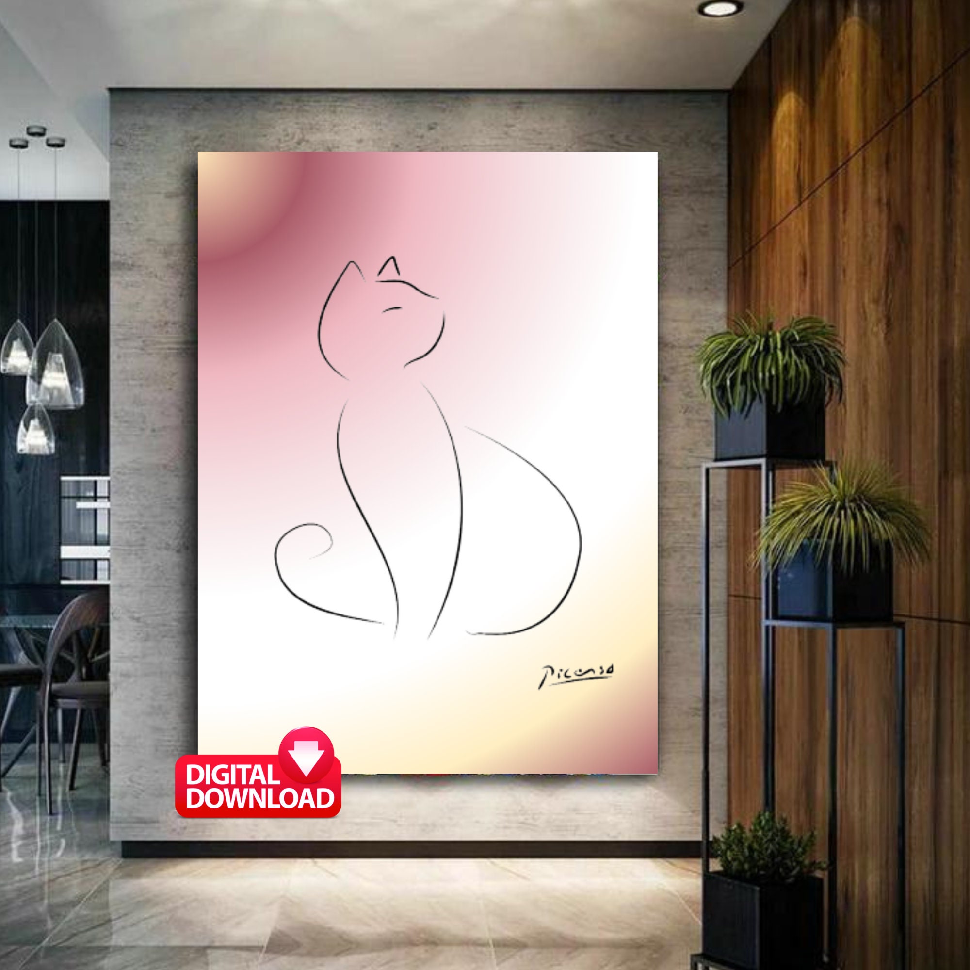 Pablo Picasso Cat Sketch Print, Picasso Line Drawing, Cat Line Art ...