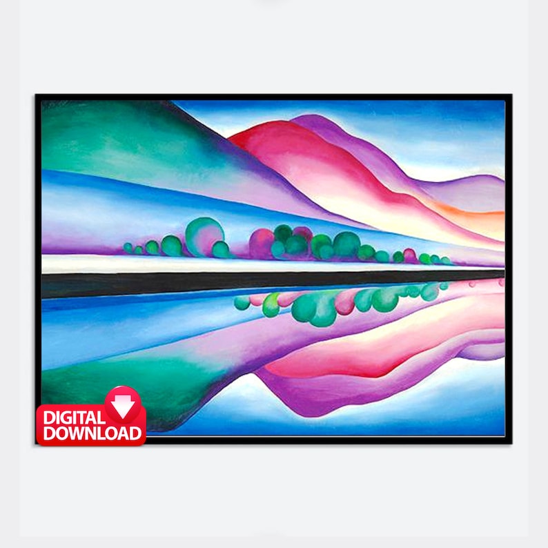 Georgia O'keeffe Lake George Reflection Print: Vintage Colorful ...