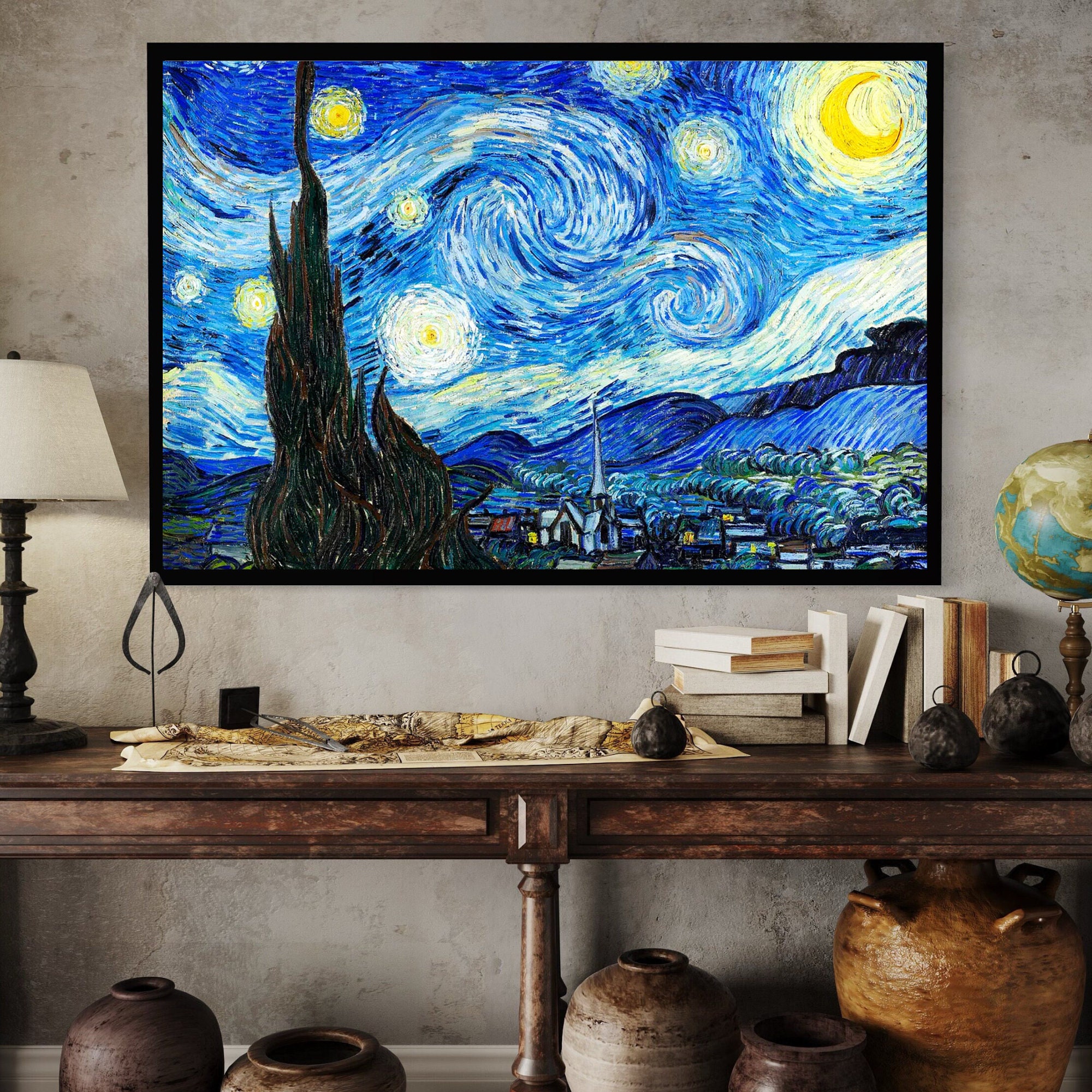 The Starry Night 1889 by Vincent Van Gogh, Starry Night Print, Van Gogh ...