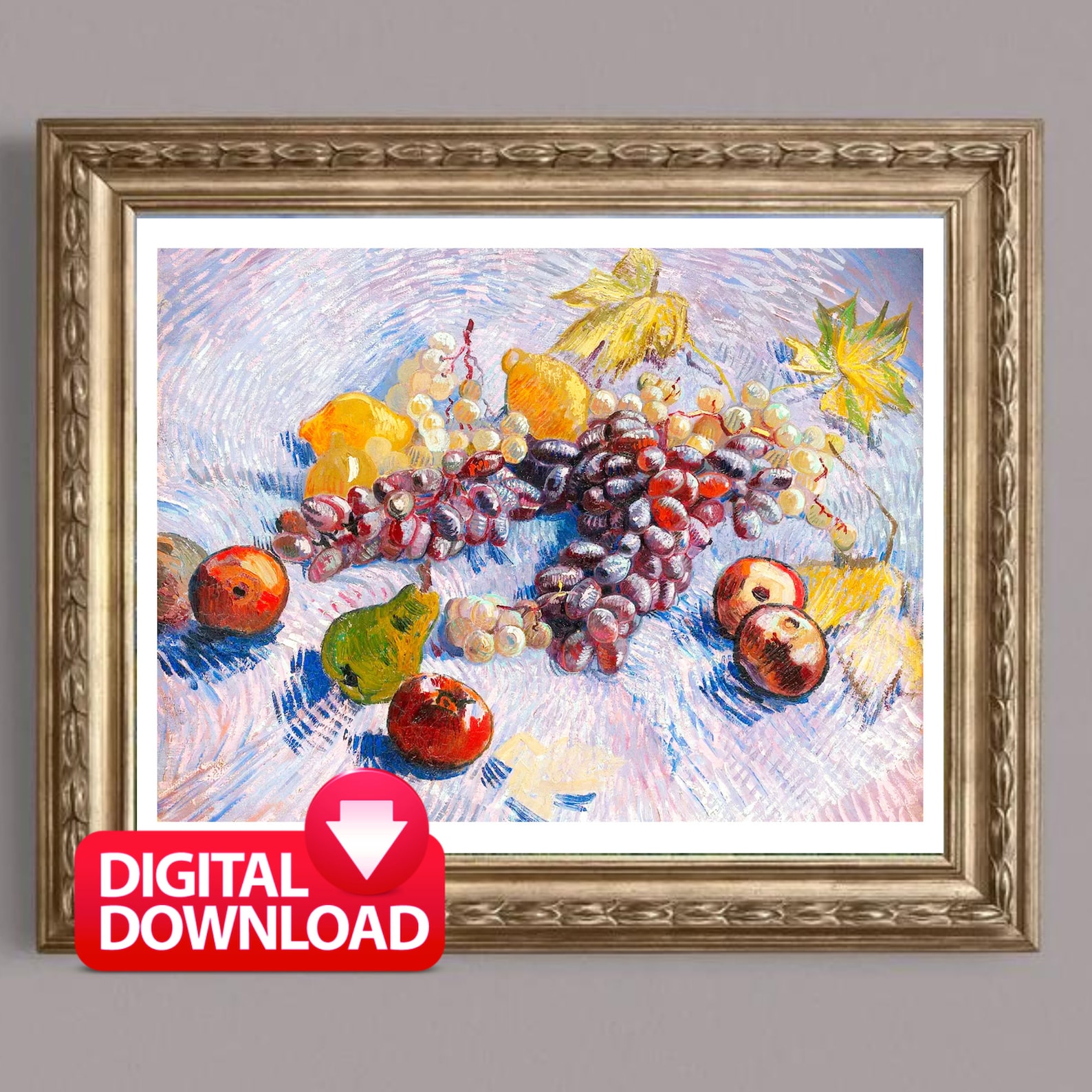 Vincent Van Gogh Vintage Still Life Fruit Print Printable, Grapes ...
