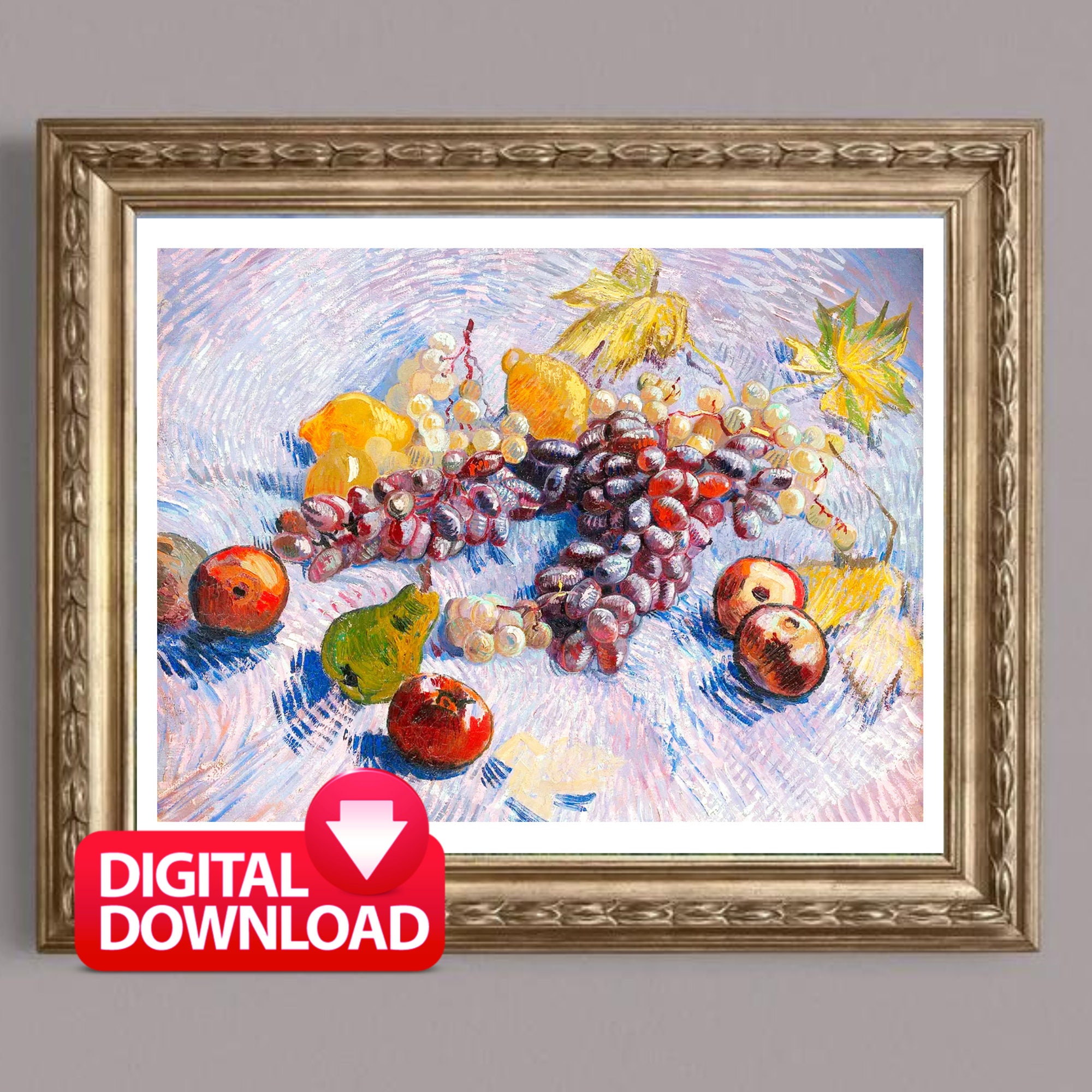 Vincent Van Gogh Vintage Still Life Fruit Print Printable, Grapes ...