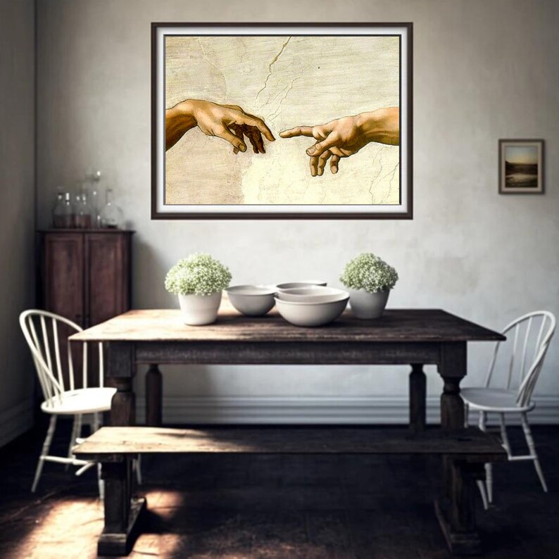Michelangelo Creation of Adam Printable, Michelangelo Wall Art Print ...