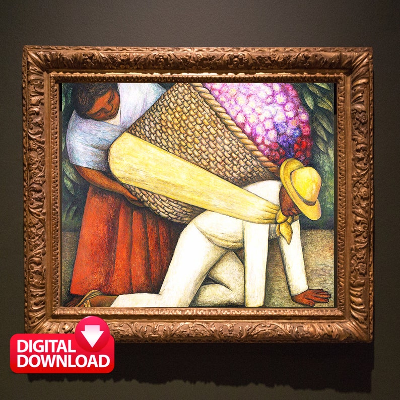 The Flower Carrier 1935, Famous Painting by Diego Rivera, Vintage ...