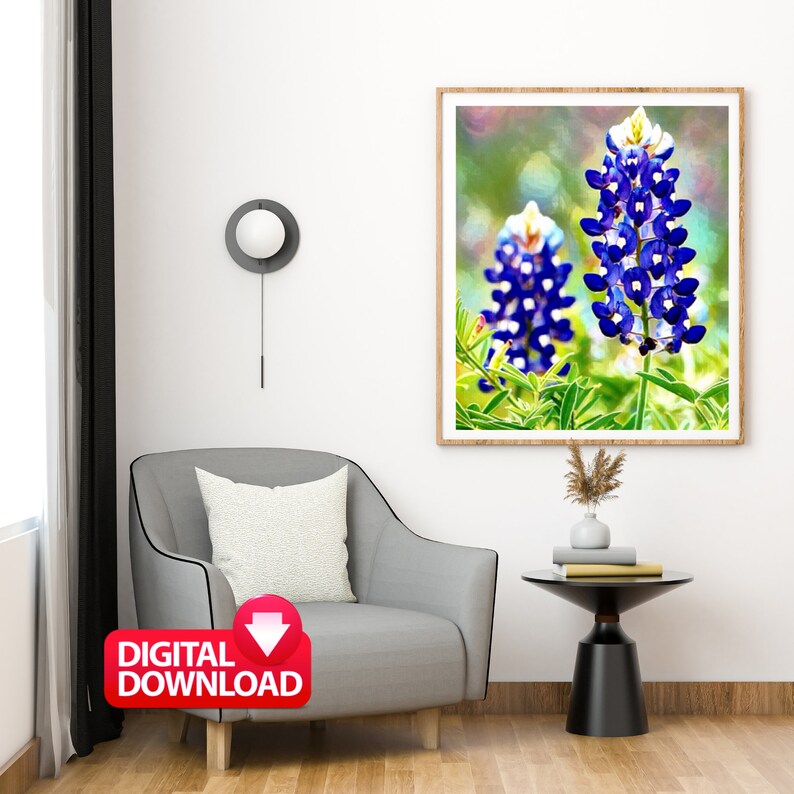 Bluebonnet Painting Printable, Beautiful Texas Wildflowers Bluebonnets ...