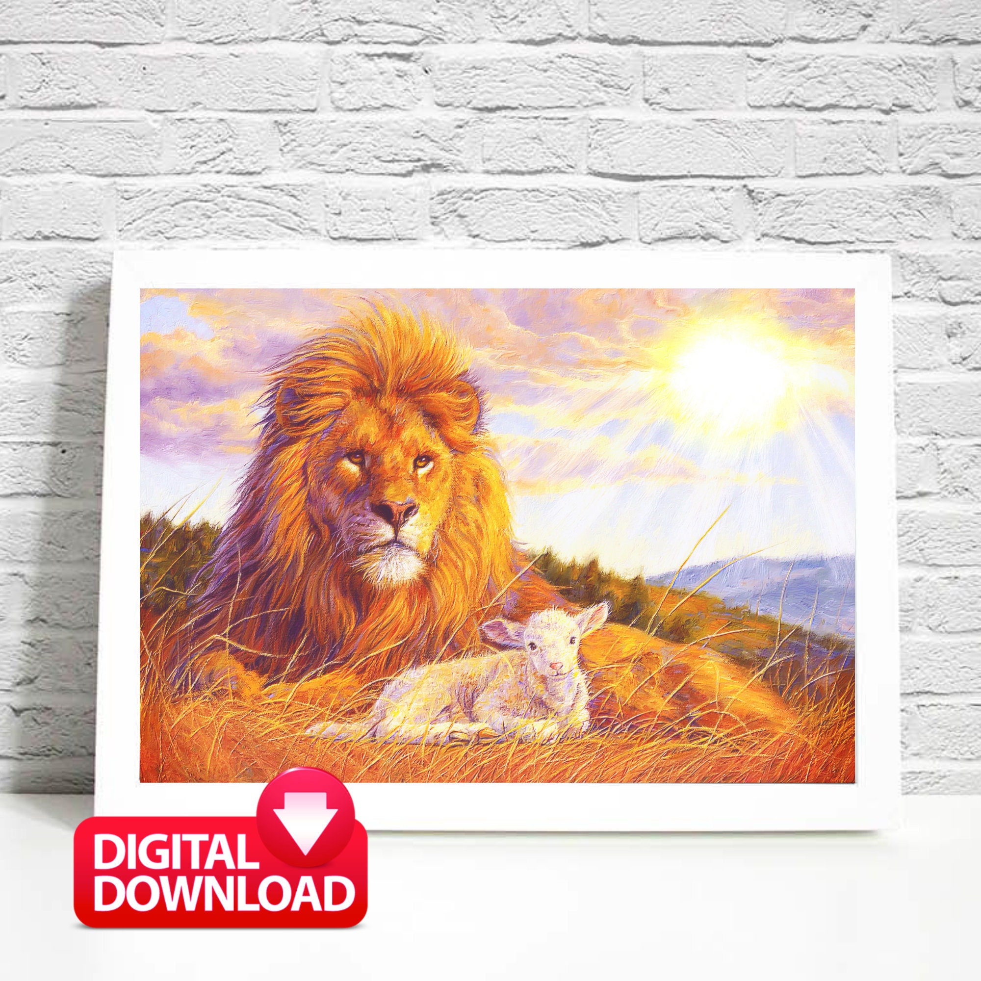 Lamb of God Printable, Lion and Lamb Art, Jesus With Lamb, Modern ...