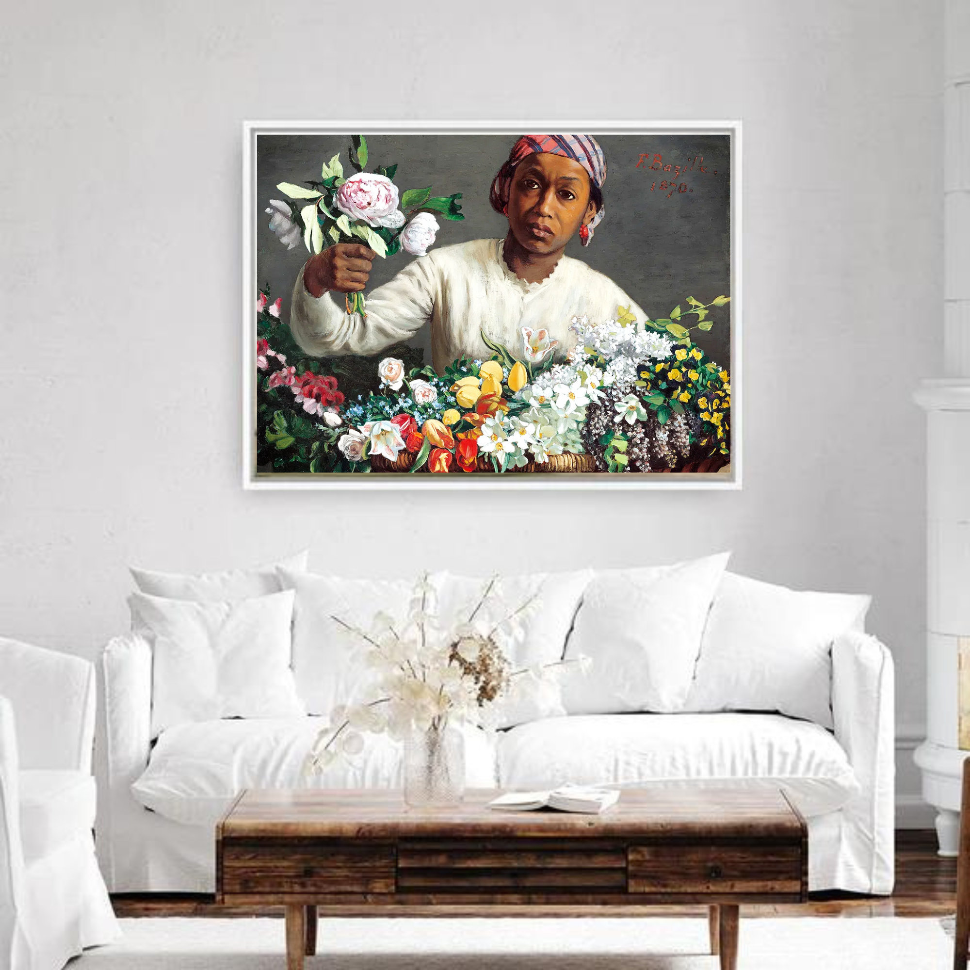 Young Woman With Peonies 1870 by Frédéric Bazille, African Woman Art ...
