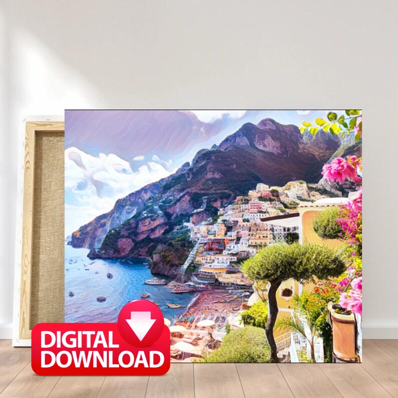 Printable Amalfi Coast Rome Italy Art Print, Italian Landscape Above ...