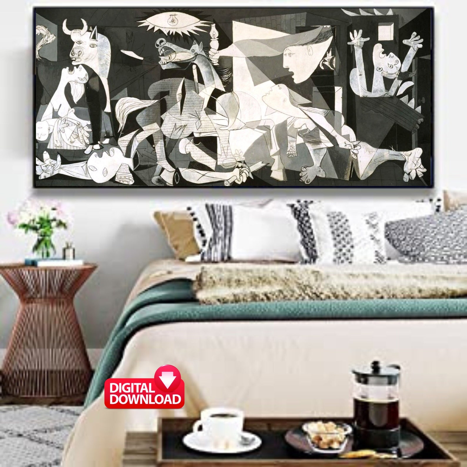 Picasso Guernica, Picasso Black White Print, Guernica Wall Art ...