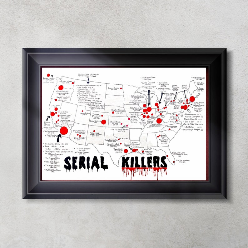 American Serial Killers Map Art (digital Download) - Etsy