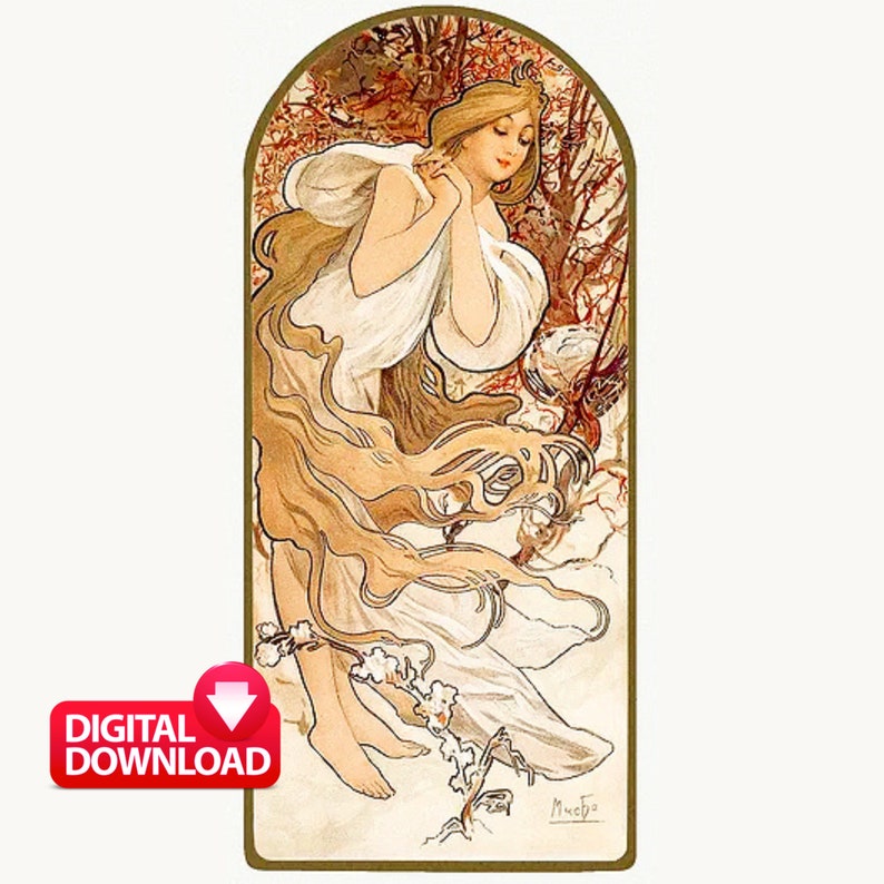 Alphonse Mucha 'the Seasons' Art Nouveau Print Set (digital Download ...