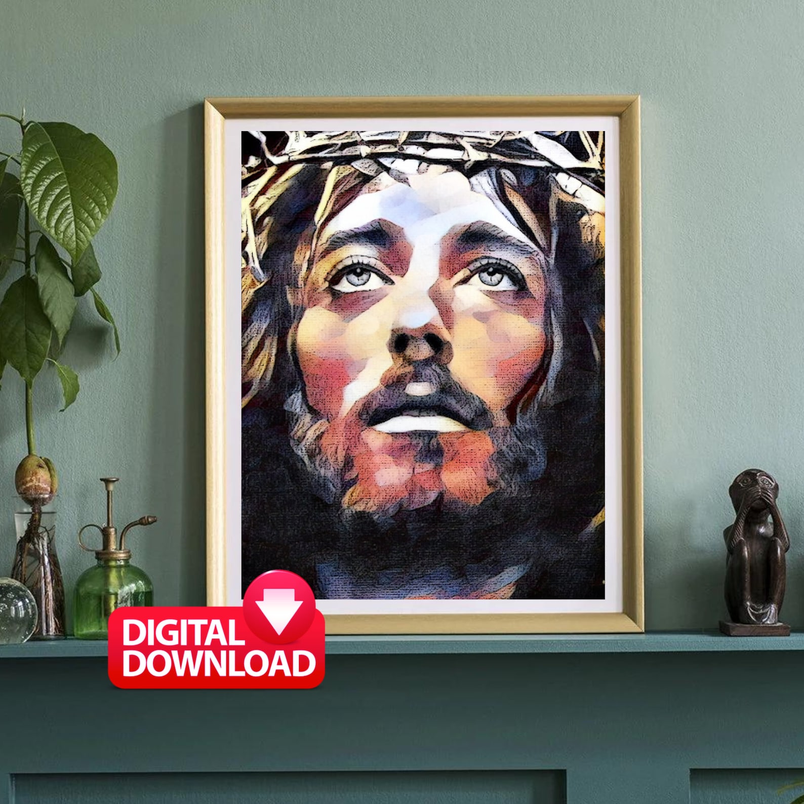 Jesus Portrait Printable, Jesus Christ Artwork, Jesus Picture Print ...