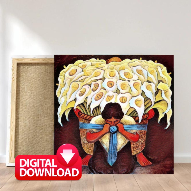 The Flower Vendor Art 1943 Printable by DIEGO RIVERA, Mexican Art Print ...