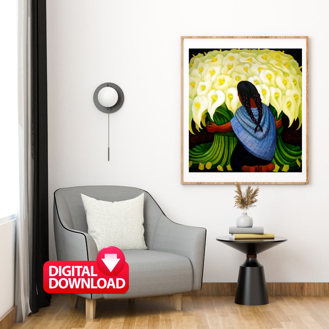 The FLOWER SELLER 1941 Printable by Diego Rivera, Famous Mexican Art ...