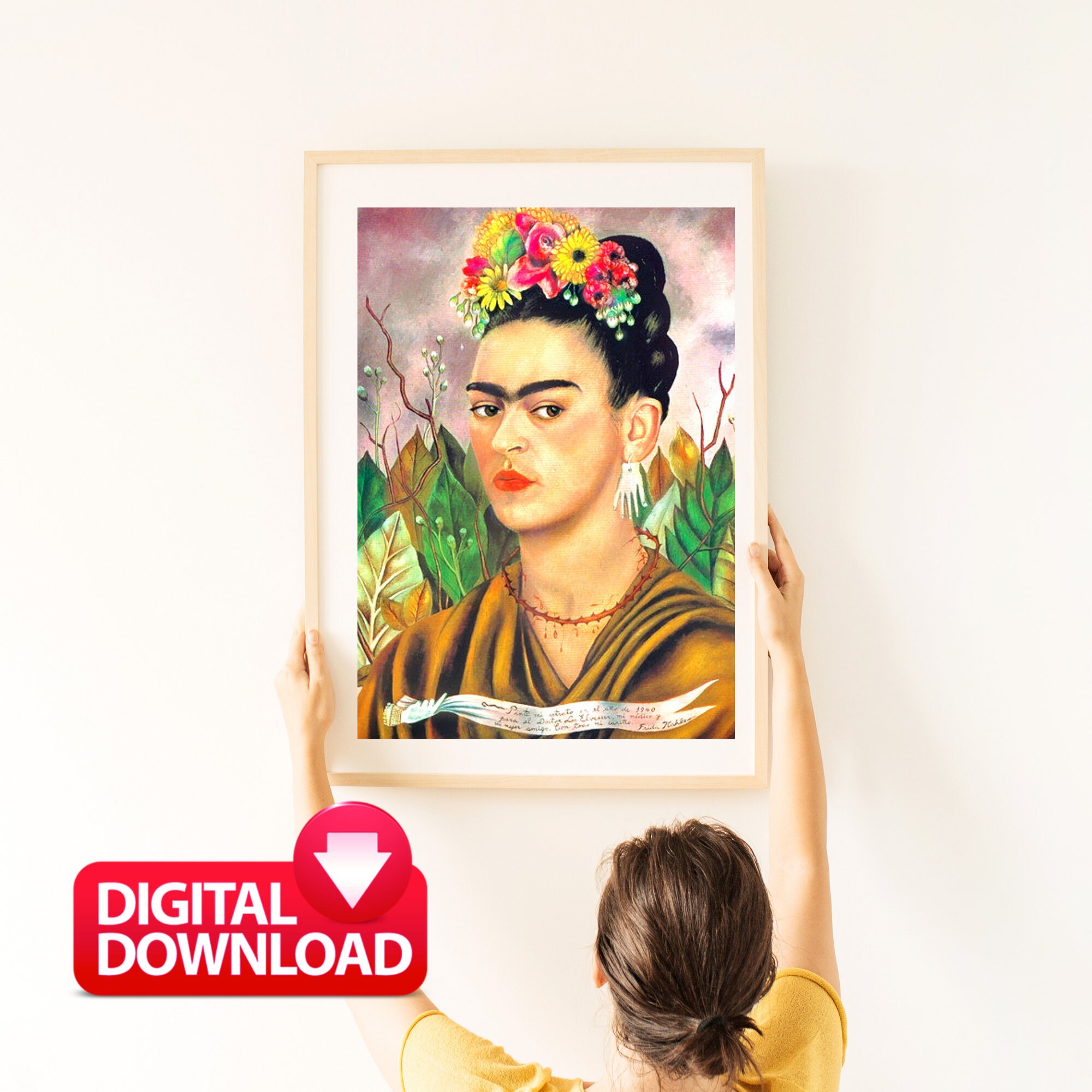 FRIDA KAHLO Portrait Printable, Frida Kahlo Self Portrait Painting ...