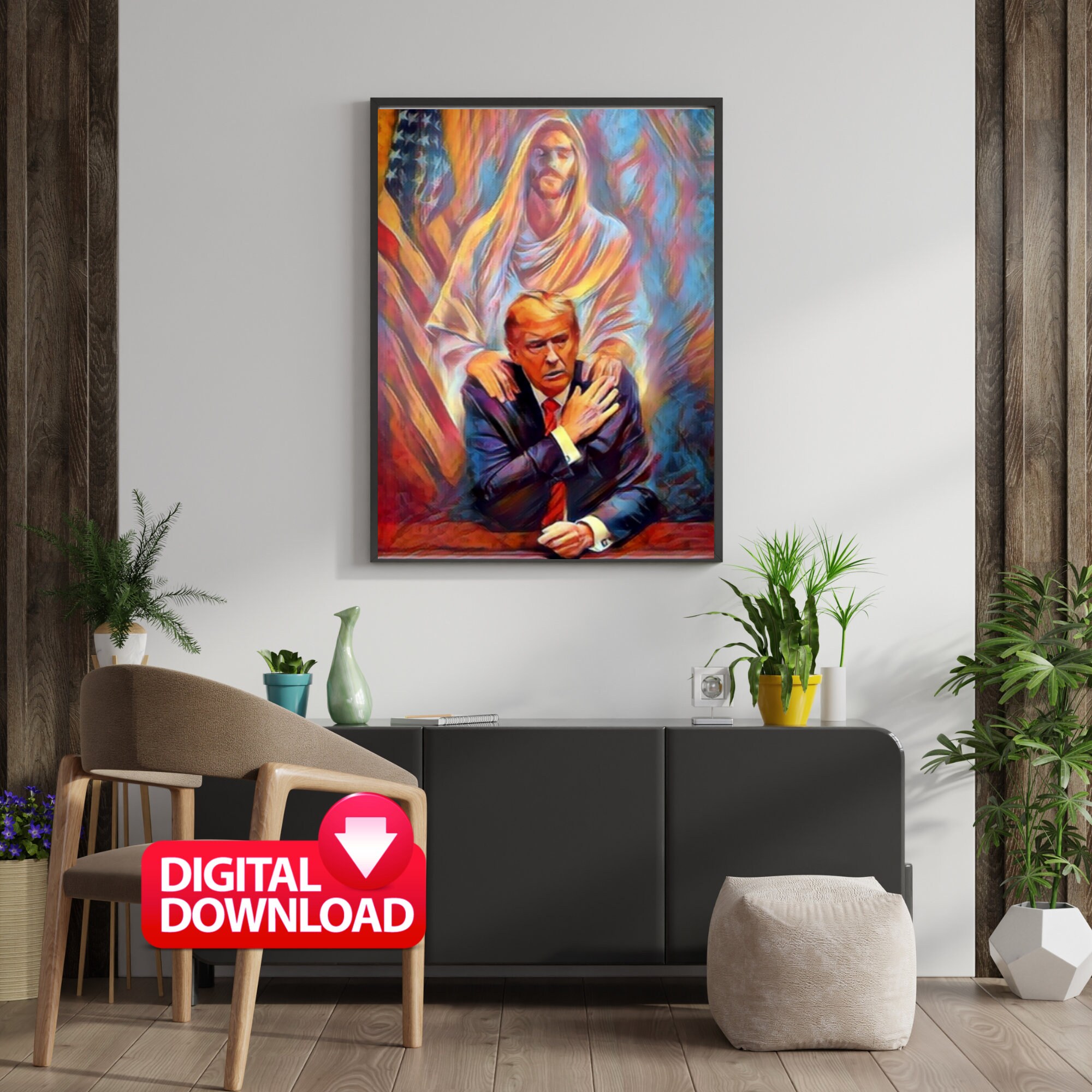 President DONALD TRUMP and Jesus Christ Praying Printable - Etsy Australia