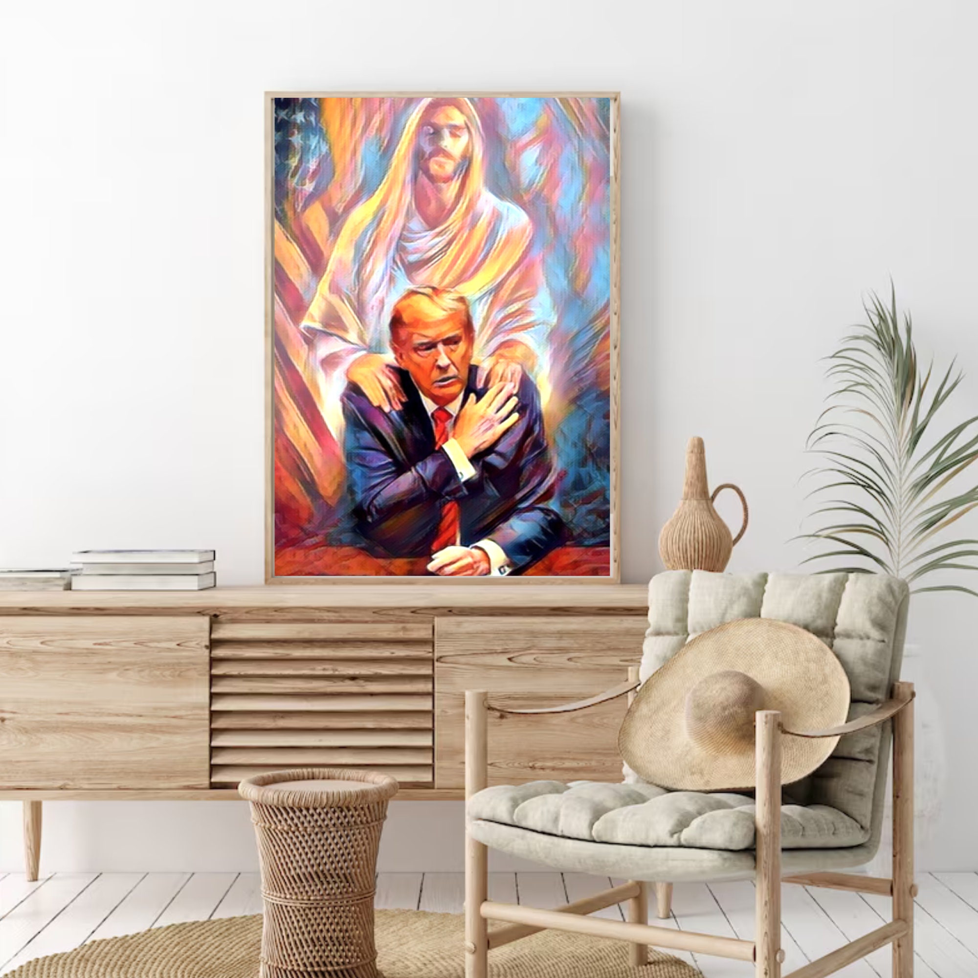 President DONALD TRUMP and Jesus Christ Praying Printable, Trump 2024 ...