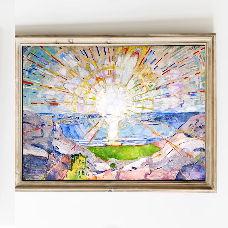 Edvard Munch Famous Artwork the Sun 1910, Sunset Seascape Print ...