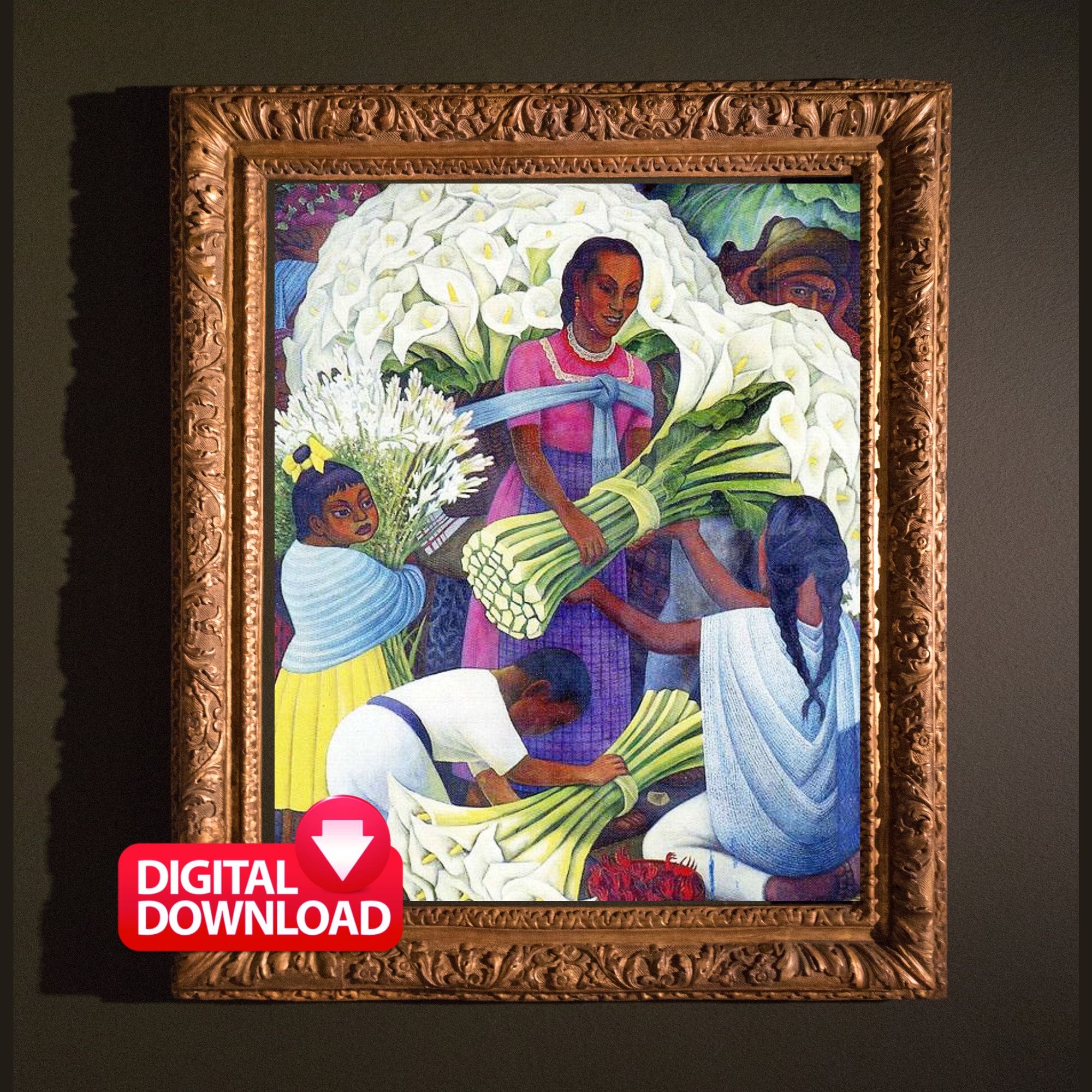 Diego Rivera the FLOWER SELLER 1949 Printable, Famous Mexican Wall Art ...