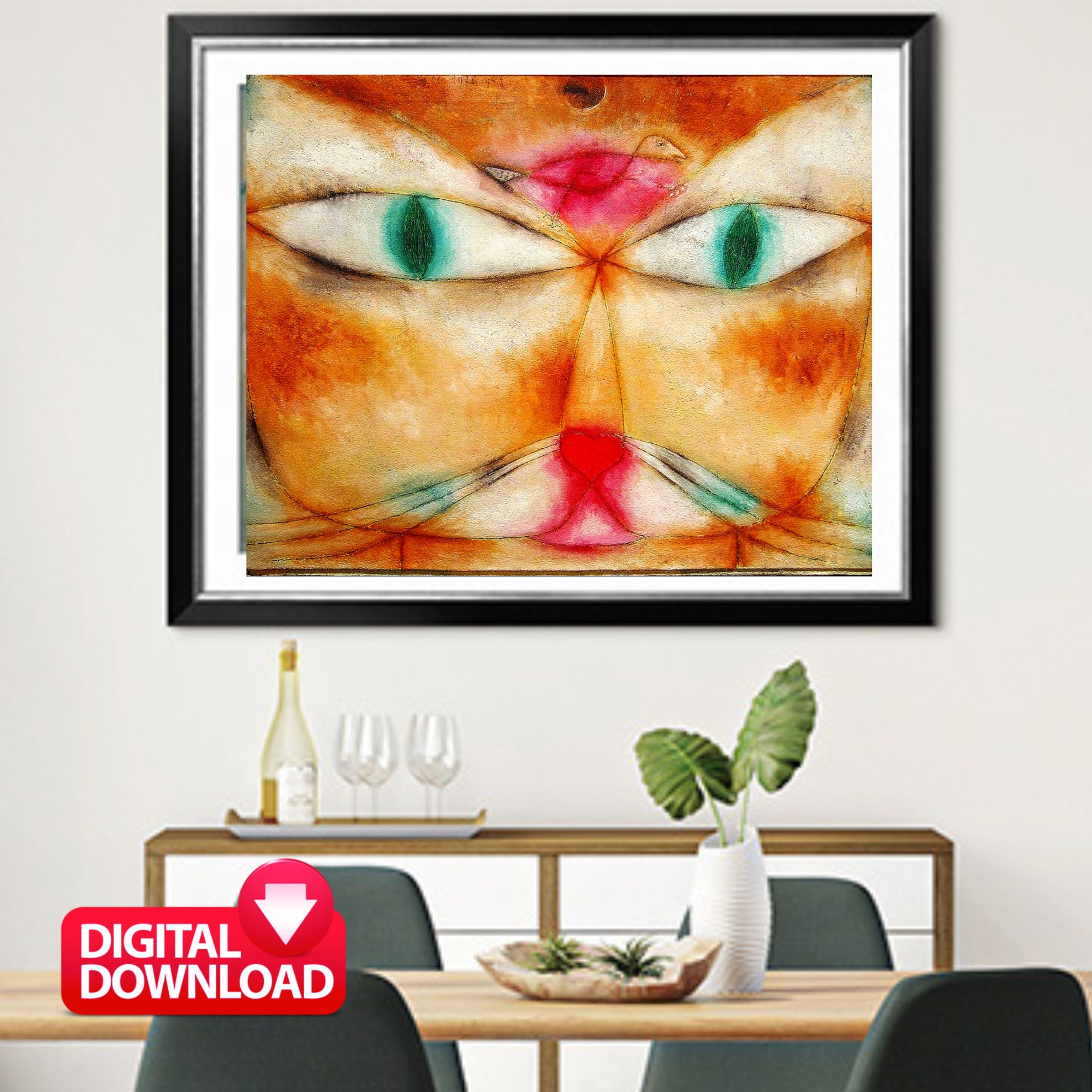 Paul Klee Cat and Bird 1928, Colorful Paul Klee Cat Print, Paul Klee ...
