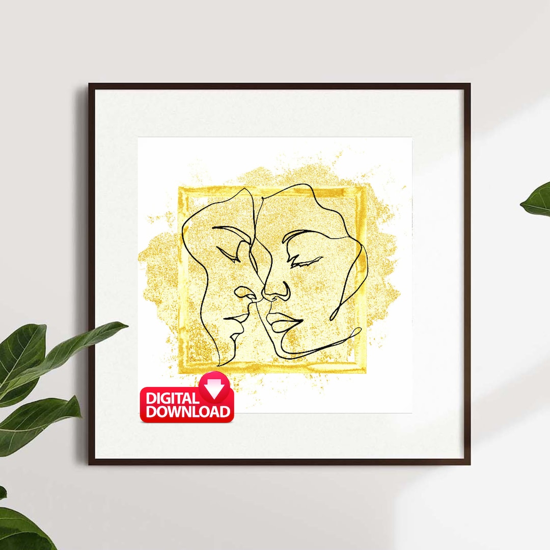 Abstract Couple Line Art, Couple One Line Drawing, Man and Woman Print ...