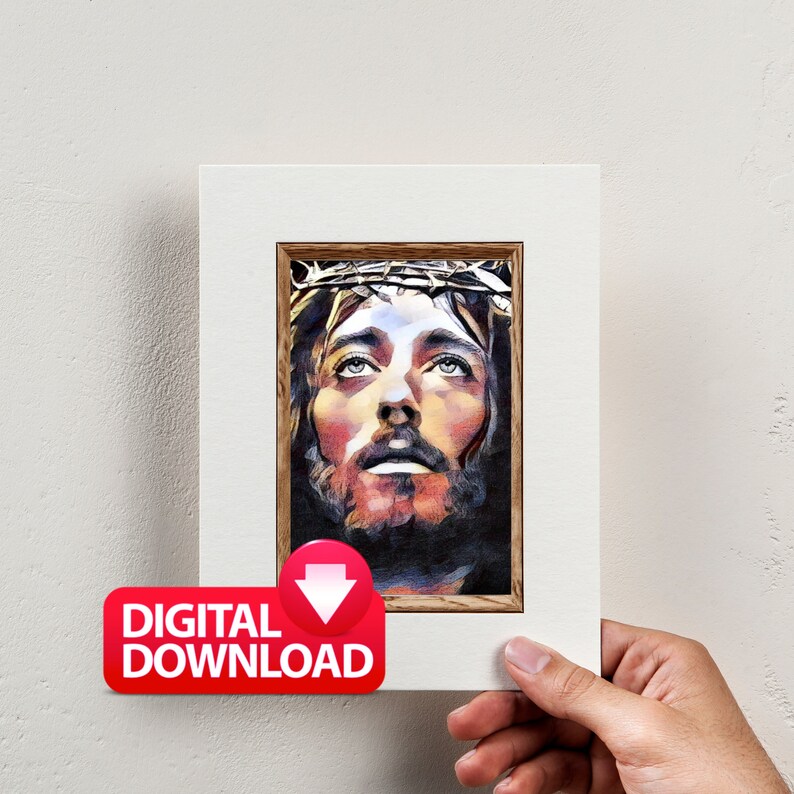 Jesus Portrait Printable, Jesus Christ Artwork, Jesus Picture Print ...
