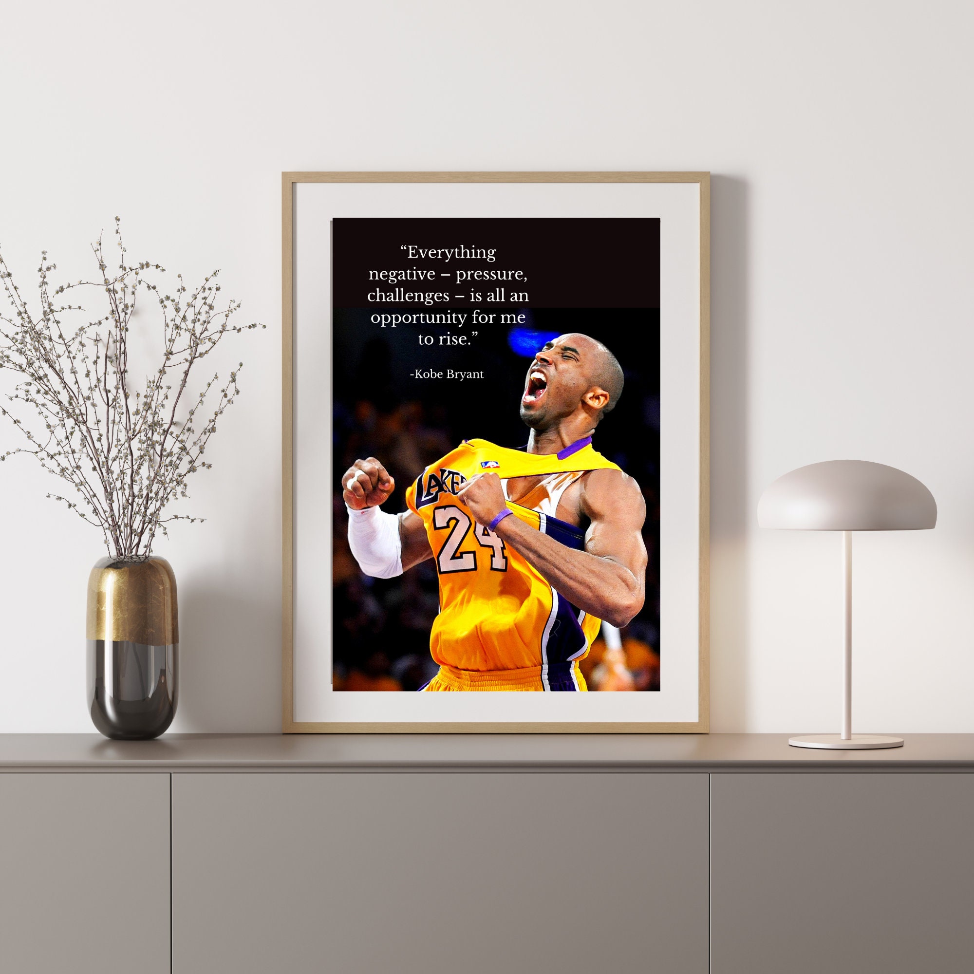 Kobe Bryant Inspirational Quote Poster: Black Mamba, LA Lakers (digital ...