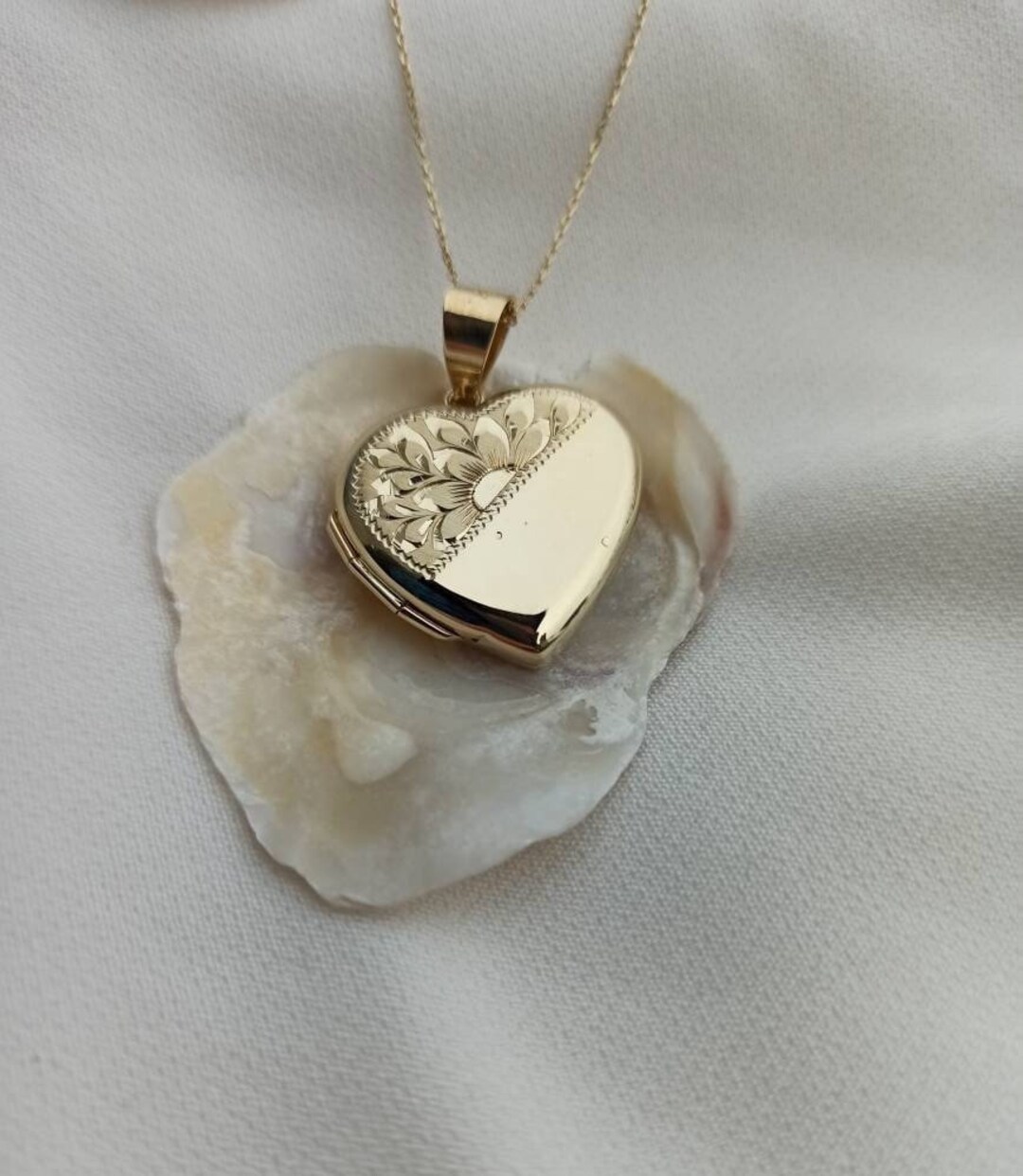 14k Gold Locket Necklace | 14k Gold Heart Necklace - Etsy