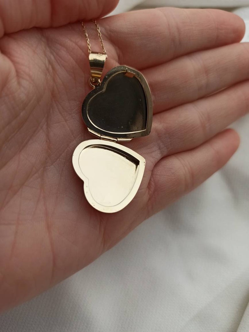 14k Gold Locket Necklace 14k Gold Heart Necklace - Etsy