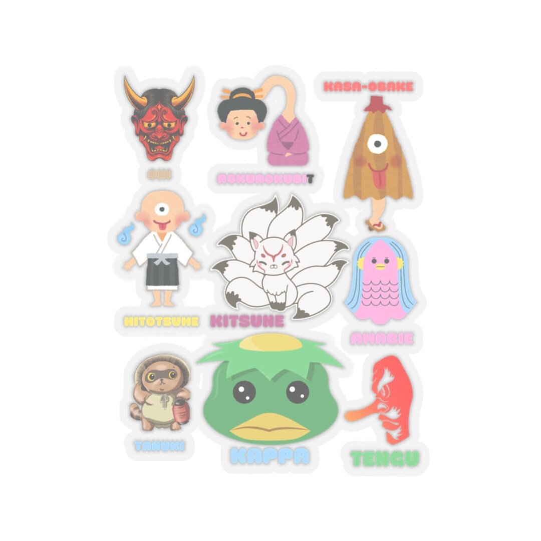 Kawaii Japanese Yokai Obake Kappa Tanuki Kasa Tengu Oni Rokurokubi ...
