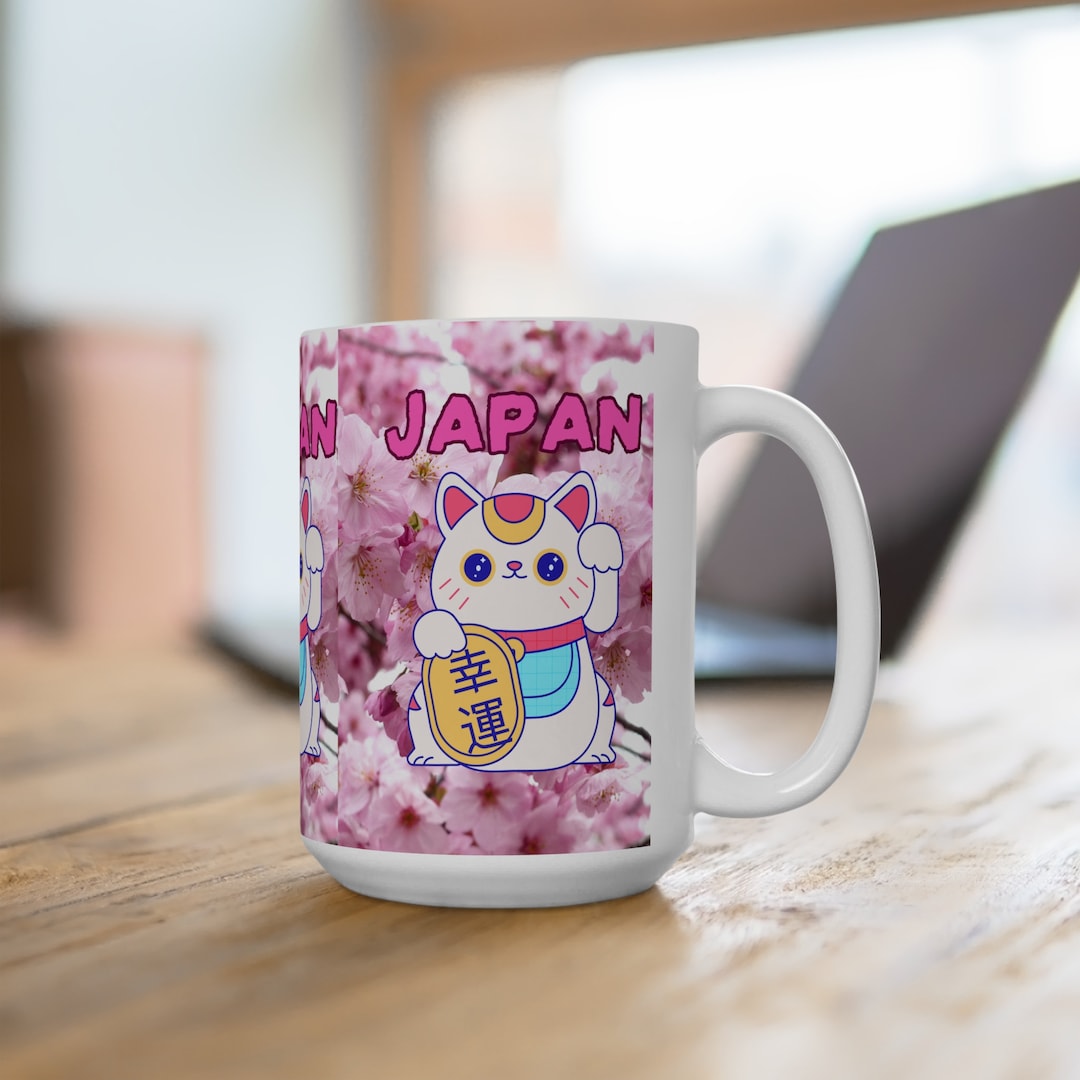 Maneki Neko Japanese Japan Kawaii Ceramic Mug 15oz - Etsy