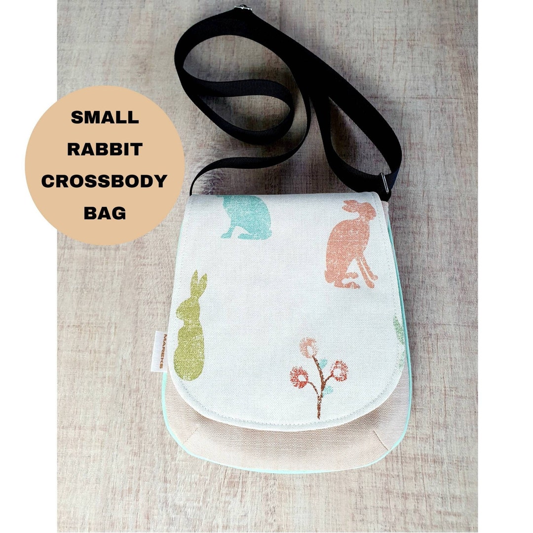 Small Kids Crossbody Bag in Rabbit Print, Personalised Bunny Shoulder ...