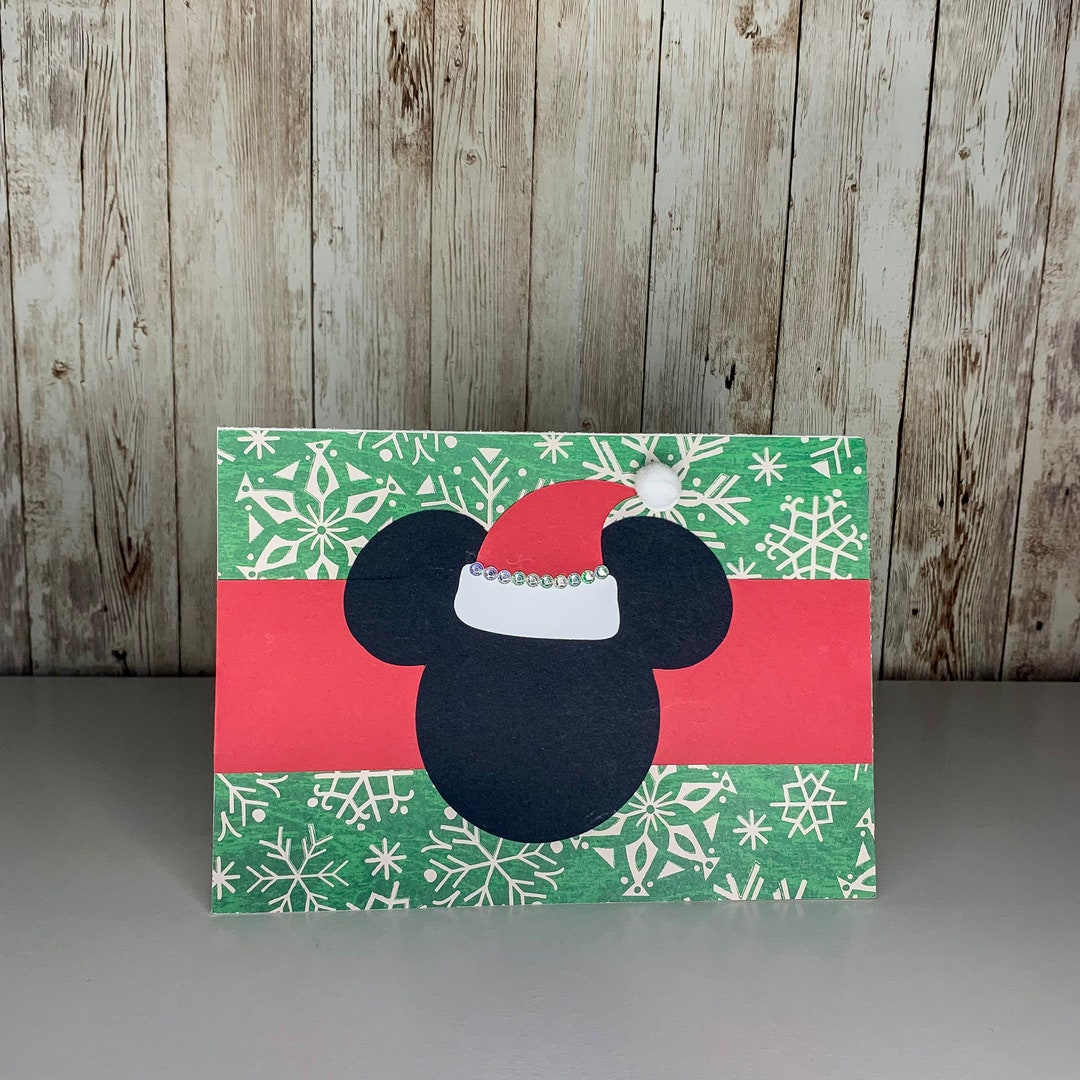 Mickey Mouse Santa Hat Holiday Greeting Card Christmas 5x7 Card Disney ...