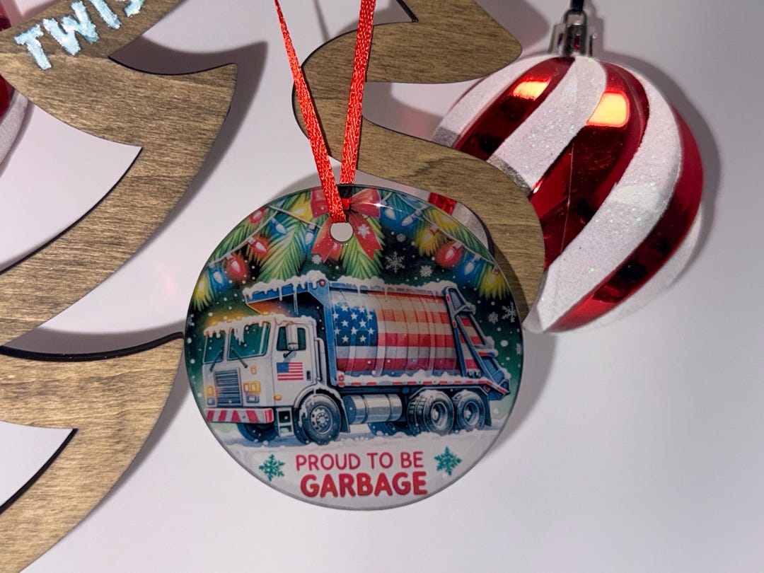 3” Glass American Flag Garbage Truck Proud to Be Lights With T.r.u.m.p ...