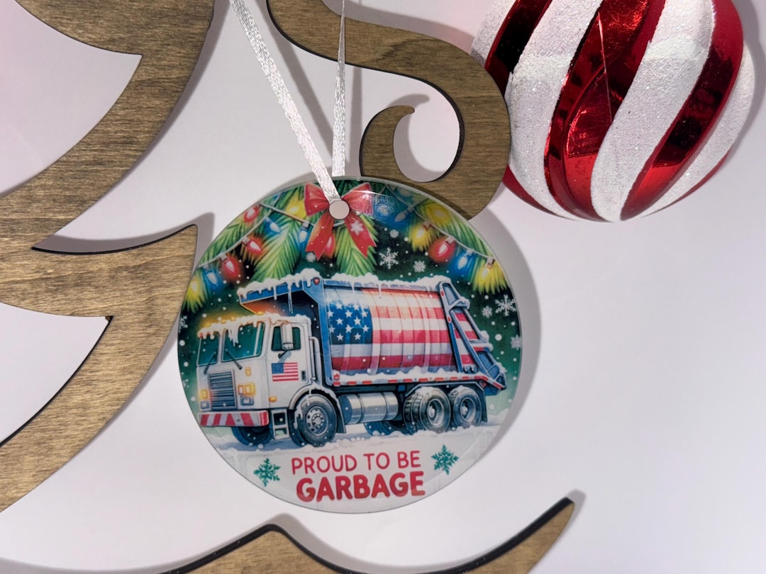 3.5” Glass American Flag Garbage Truck Proud to Be Lights With T.r.u.m ...