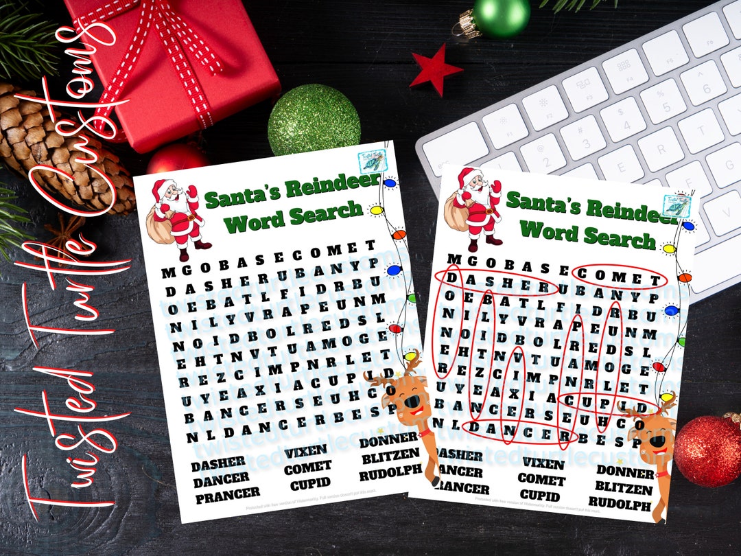 Santa's Reindeer Word Search Puzzle DIGITAL DOWNLOAD ONLY - Etsy