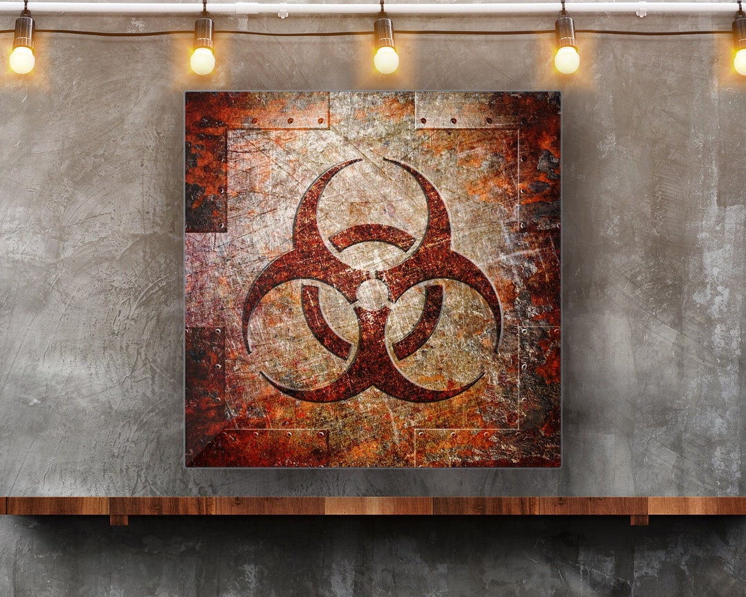 Bio Hazard Sign on Rust Printed on Eco-friendly Recycled Aluminum ...