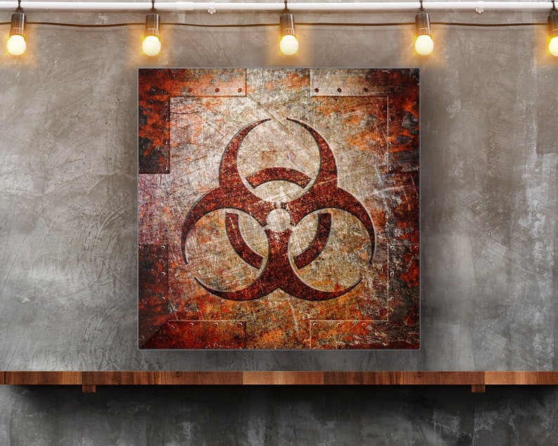 Bio Hazard Symbol on Rust Printed on Eco Friendly Recycled Aluminum ...
