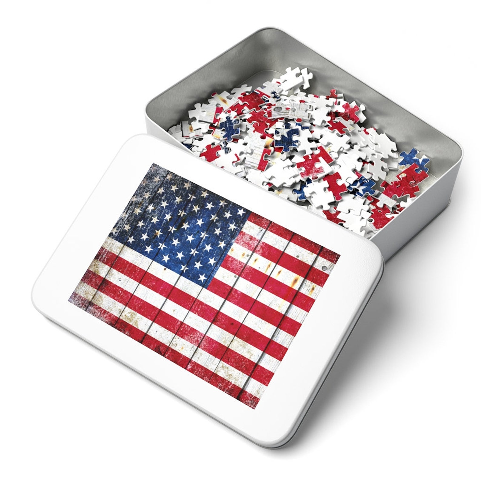 Patriotic Themed Jigsaw Puzzles, Distressed American Flag on Old Barn ...