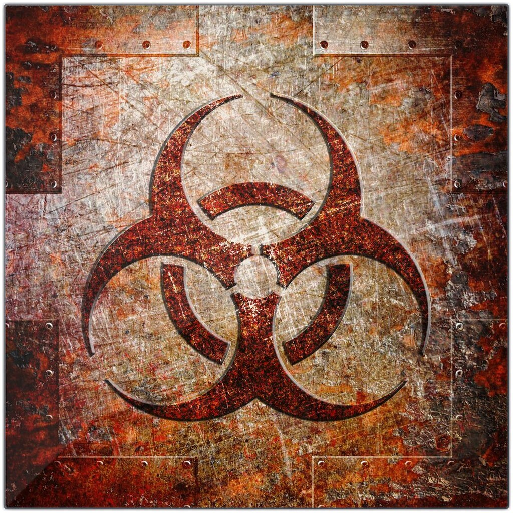 Bio Hazard Symbol on Rust Printed on Eco Friendly Recycled Aluminum ...
