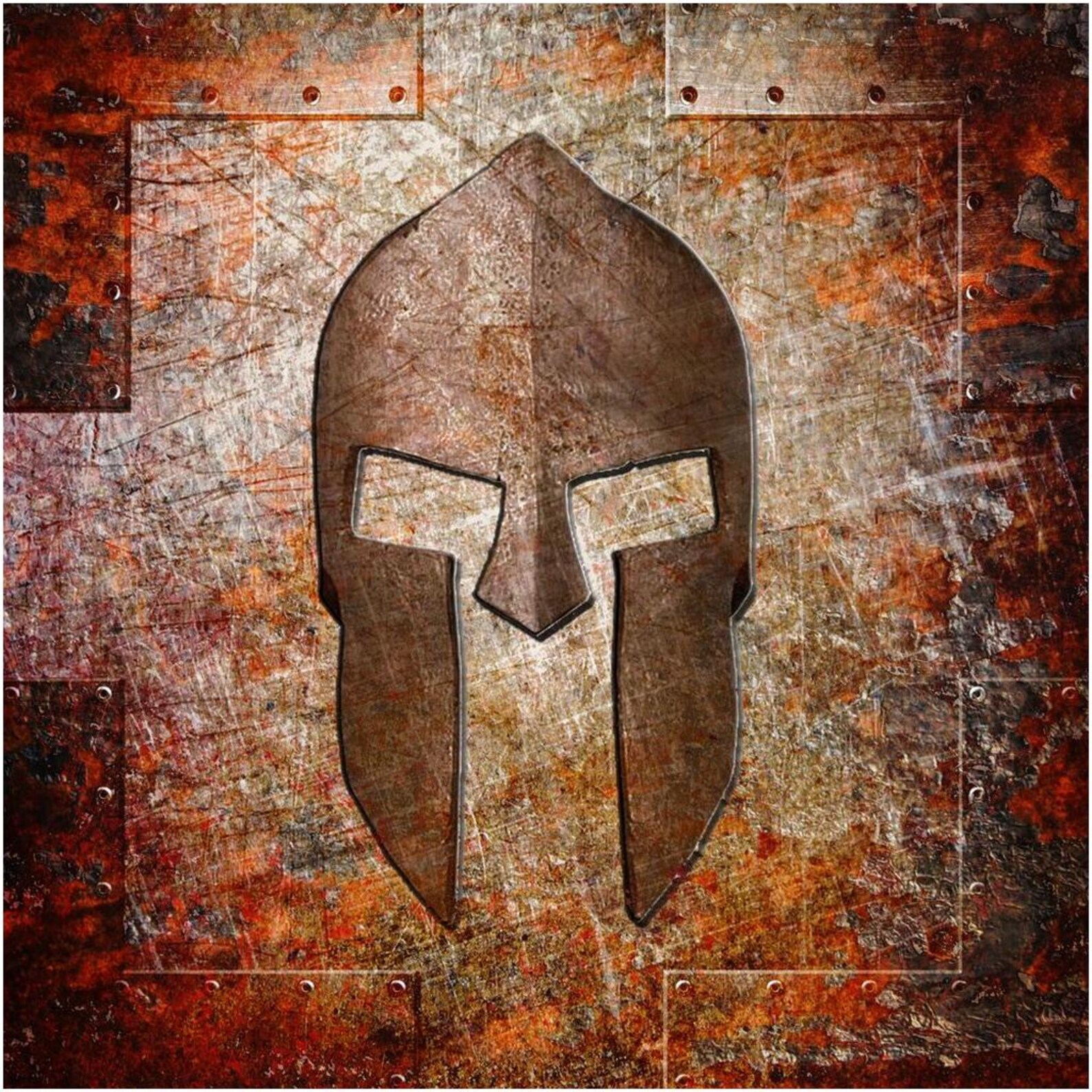 Molon Labe, Rusted Spartan Helmet Print on Recycled Aluminum - Etsy