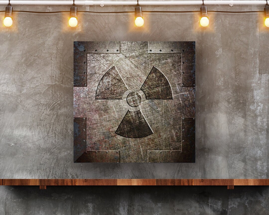Radiation Symbol on Distressed Steel Printed on Eco-friendly Recycled ...