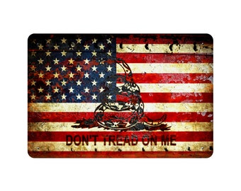 Pro 2a Gifts American and Gadsden Flag on Rusted Metal Print | Etsy