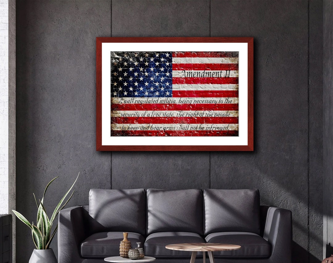 Pro 2A Gift 2nd Amendment on Distressed American Flag on Brick Wall ...