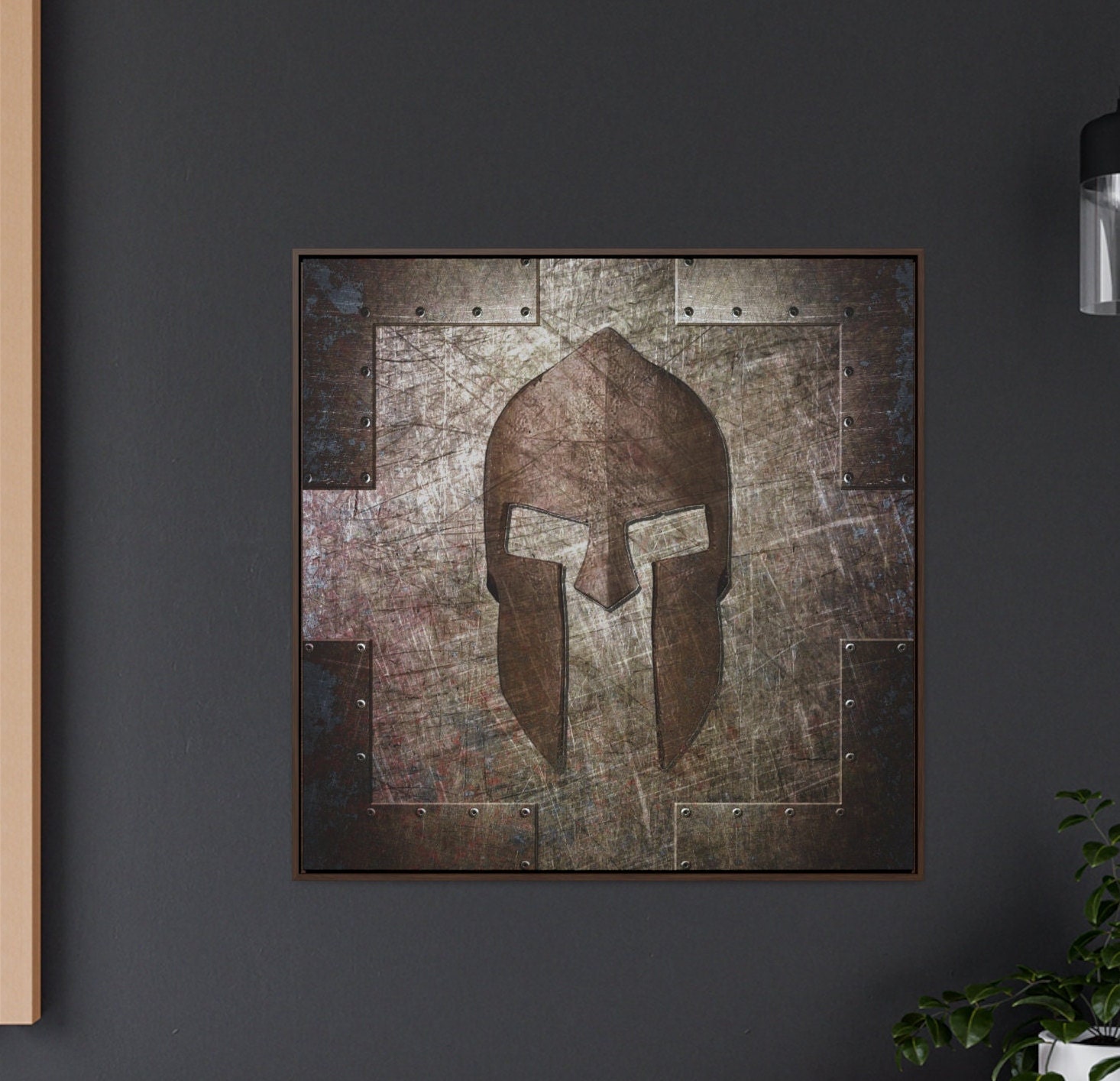 Molon Labe Spartan Helmet on Distressed Metal Printed on - Etsy
