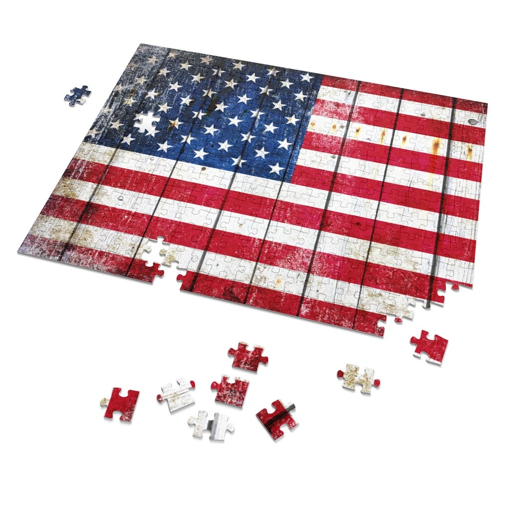 Patriotic Themed Jigsaw Puzzles, Distressed American Flag on Old Barn ...