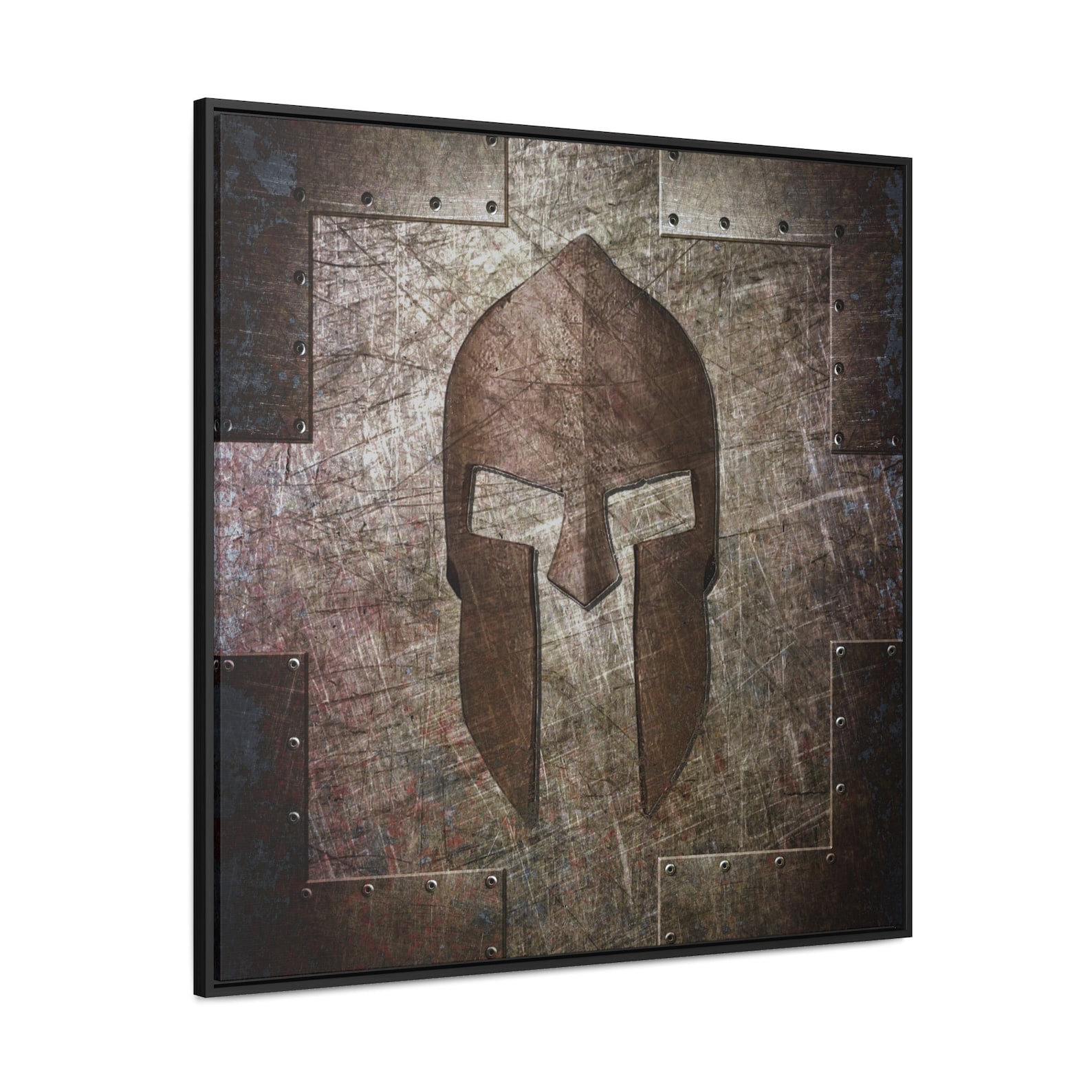 Molon Labe, Spartan Helmet on Distressed Metal Printed on Stretched ...